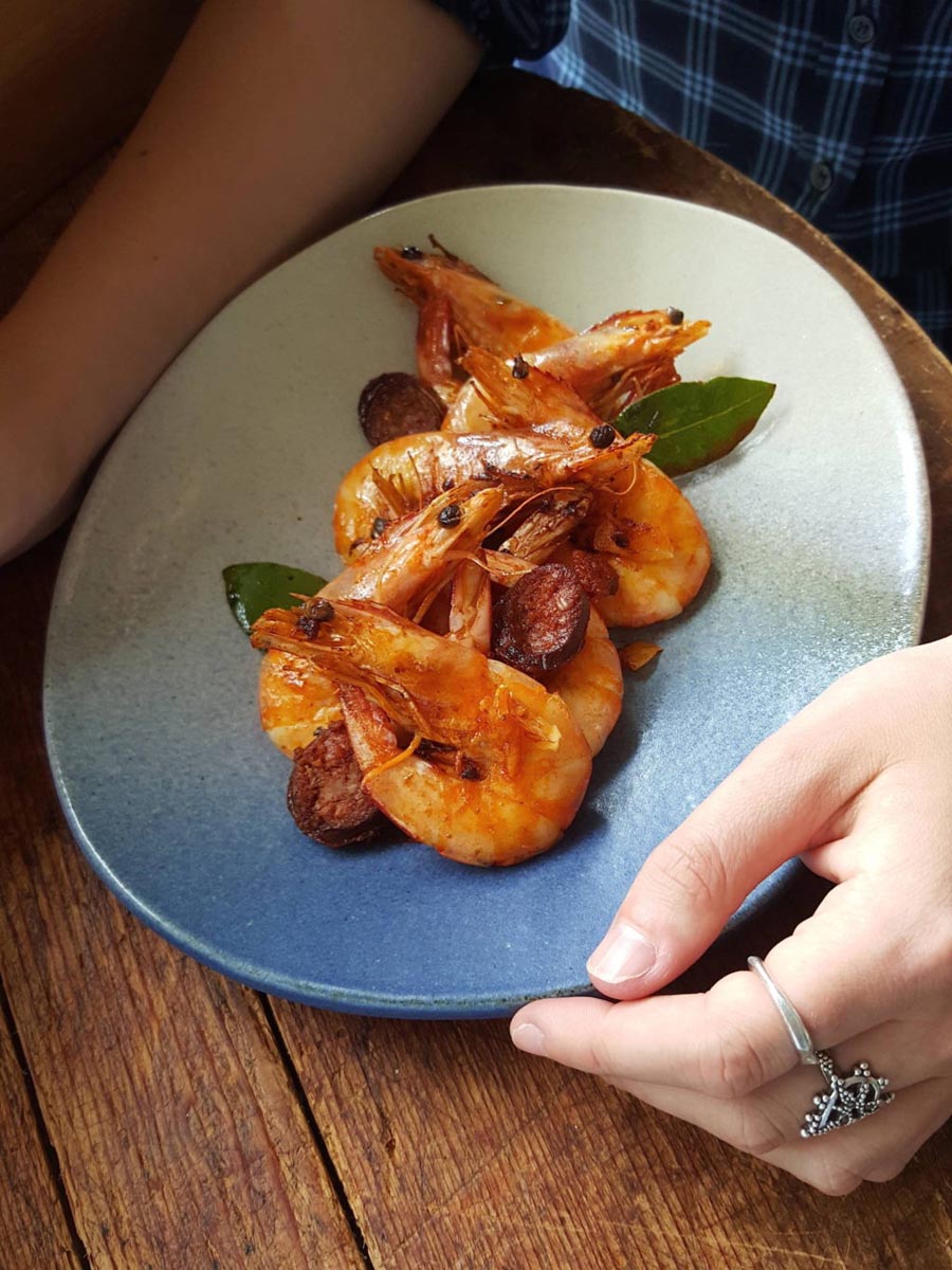 Prawns with Chorizo – surf 'n turf sings! - Shared Kitchen